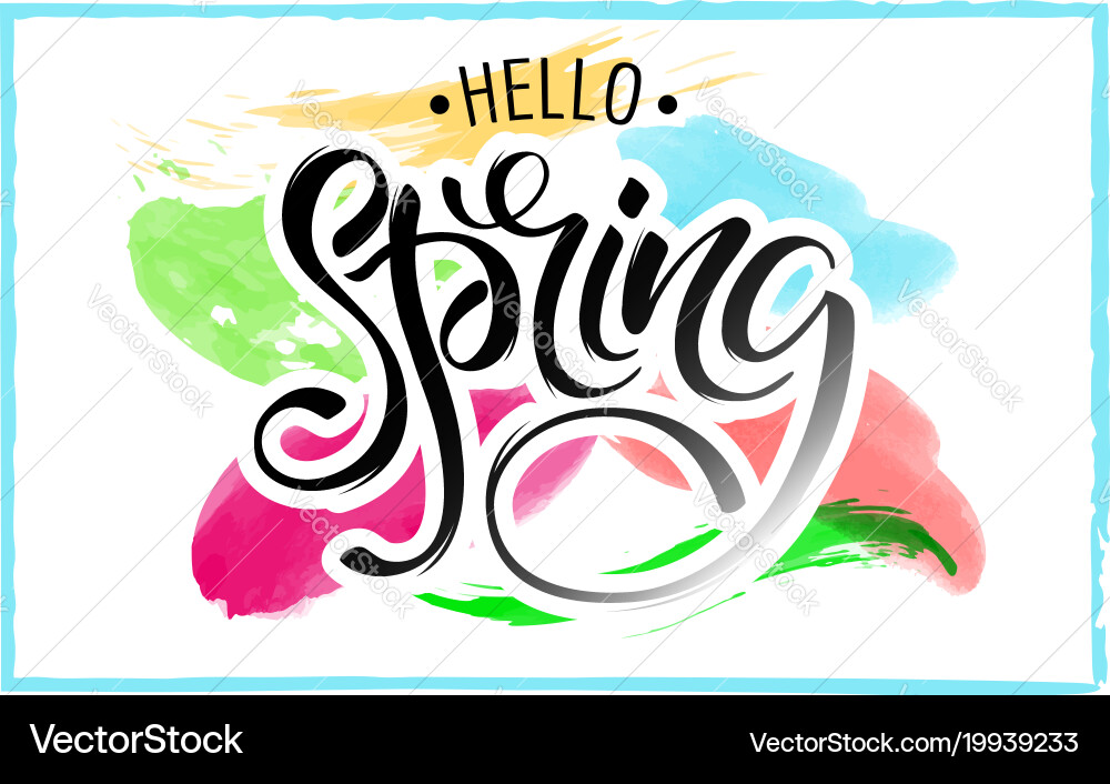 Lettering of brush hello spring you can use Vector Image