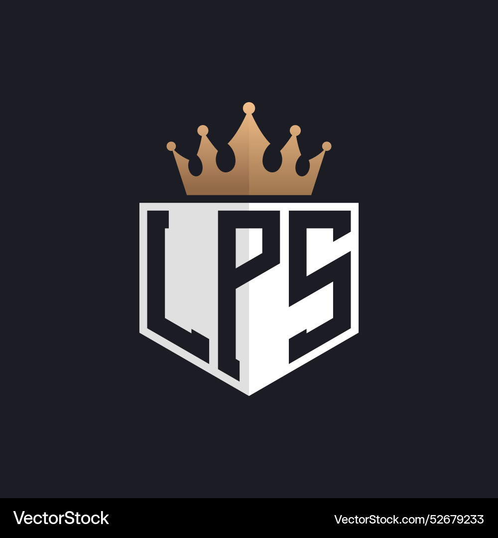 Luxury lps logo with crown elegant initials Vector Image