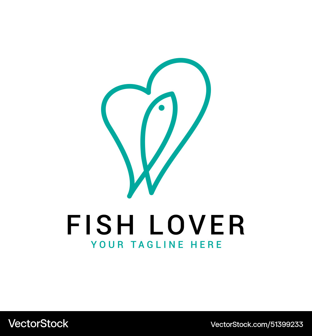 Minimalist fish lover with heart Royalty Free Vector Image