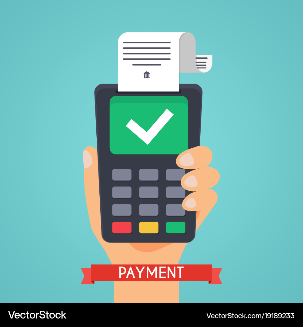 Pos terminal in flat style payment Royalty Free Vector Image