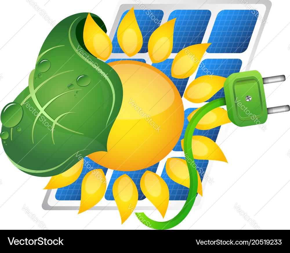 Solar panels power source Royalty Free Vector Image