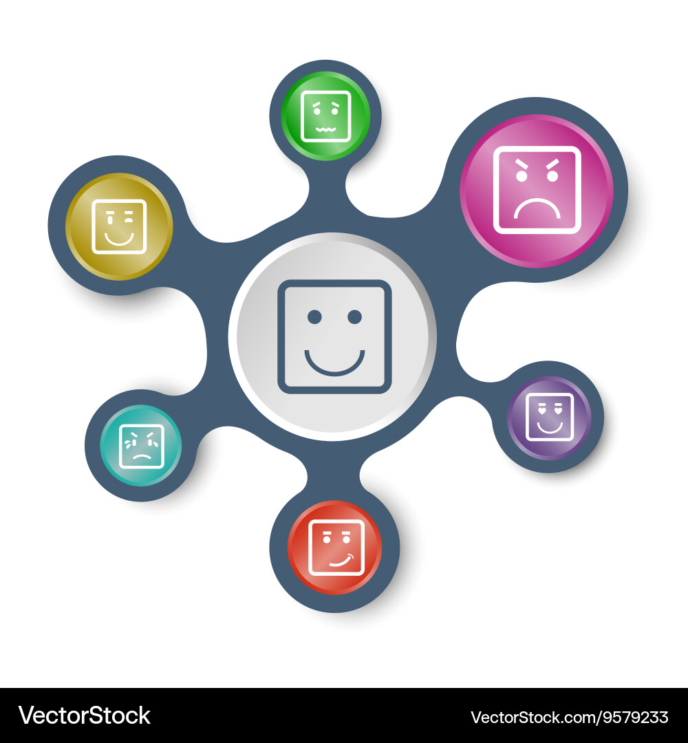 Square face infographic templates with connected Vector Image