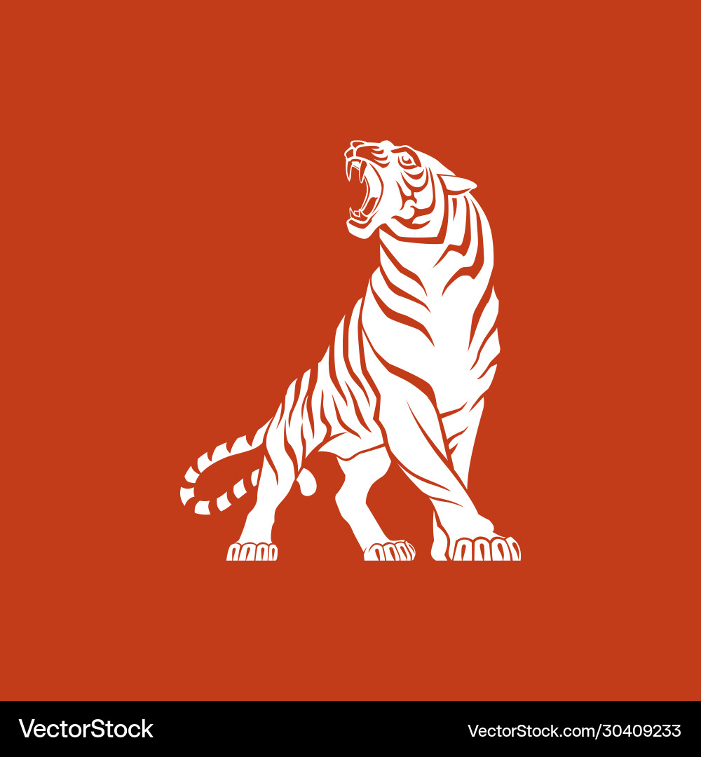 Tiger logo sign emblem white Royalty Free Vector Image