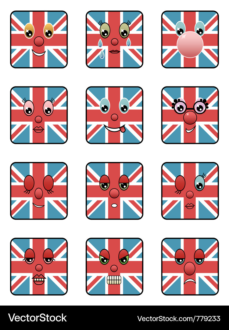 Union jack emoticons Royalty Free Vector Image