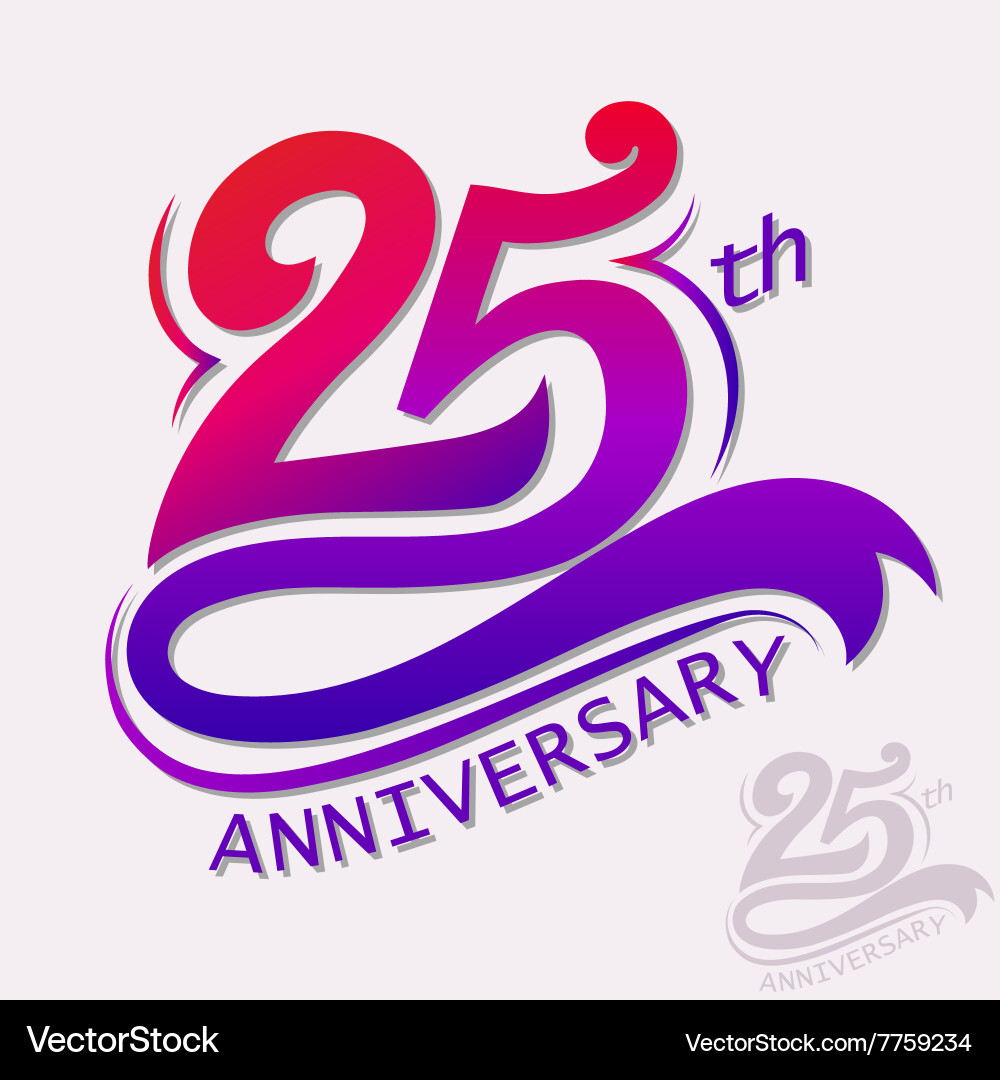 25th Anniversary Celebration Sign Royalty Free Vector Image