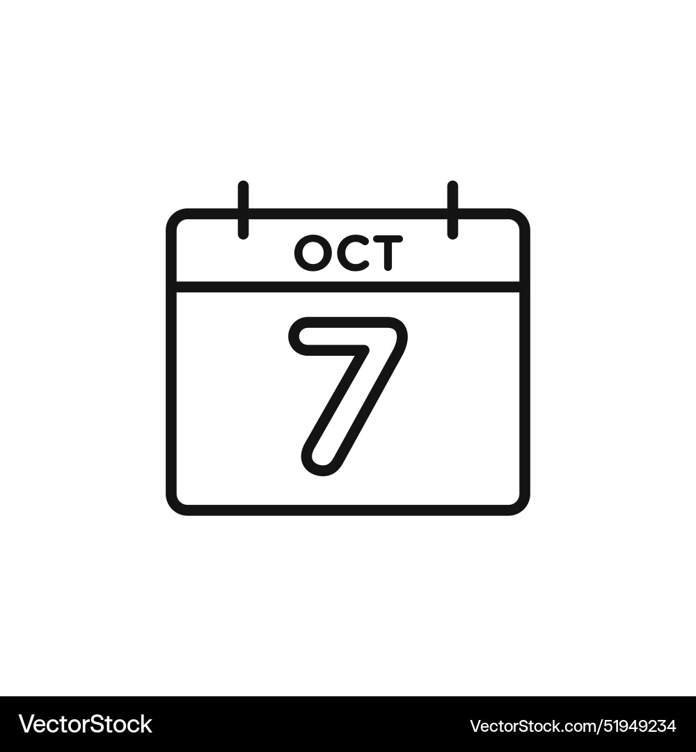 7 october date logo sign outline Royalty Free Vector Image