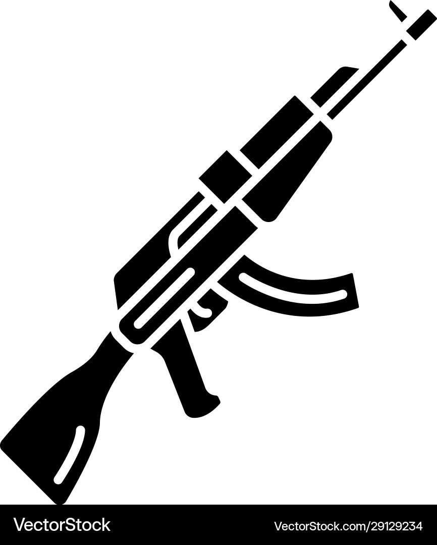 AKM Weapon Icon - Gaming Rifle Royalty Free Vector Image