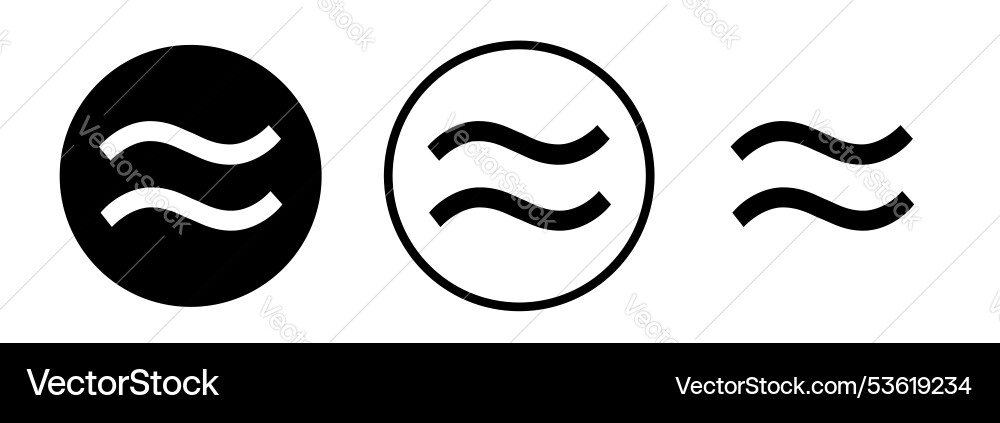 Approximately equal thin line icon set Royalty Free Vector