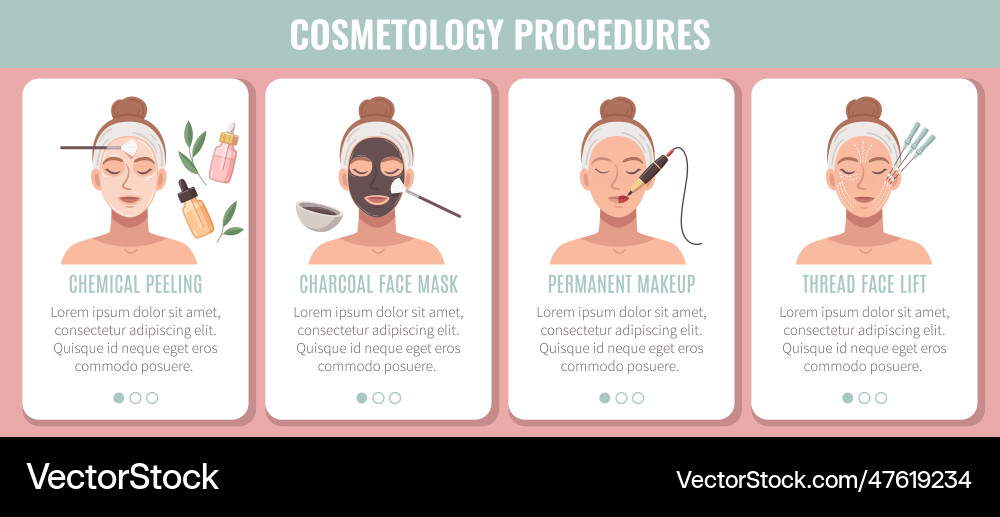 Cosmetology procedures infographics Royalty Free Vector