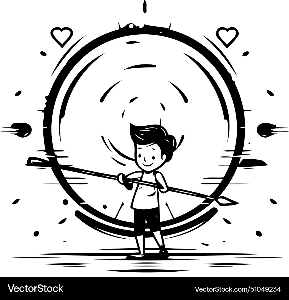 Cute little boy playing archery cartoon Royalty Free Vector