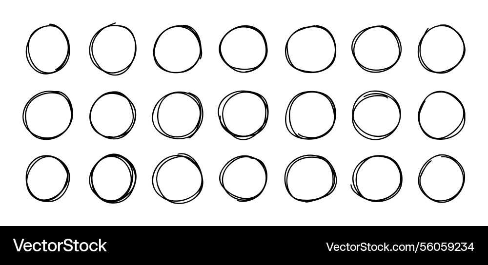 Highlight round doodle circle frames set marker Vector Image