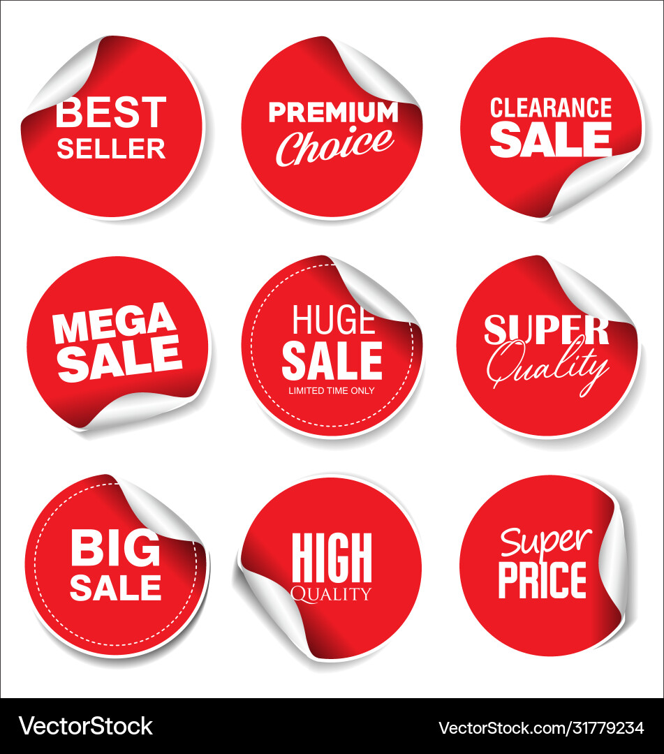 Red sale stickers collection 1301 Royalty Free Vector Image