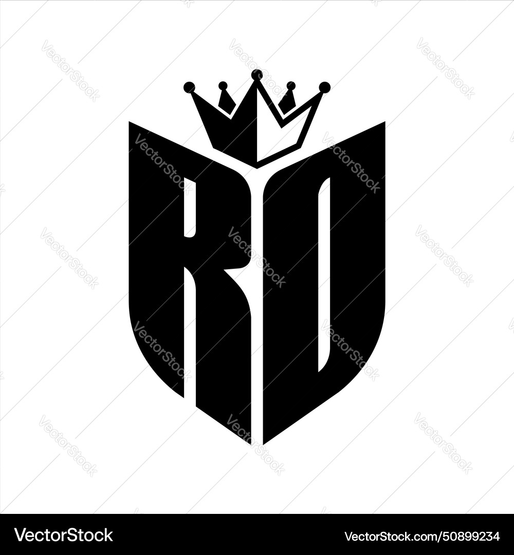 Ro letter monogram with shield shape crown Vector Image