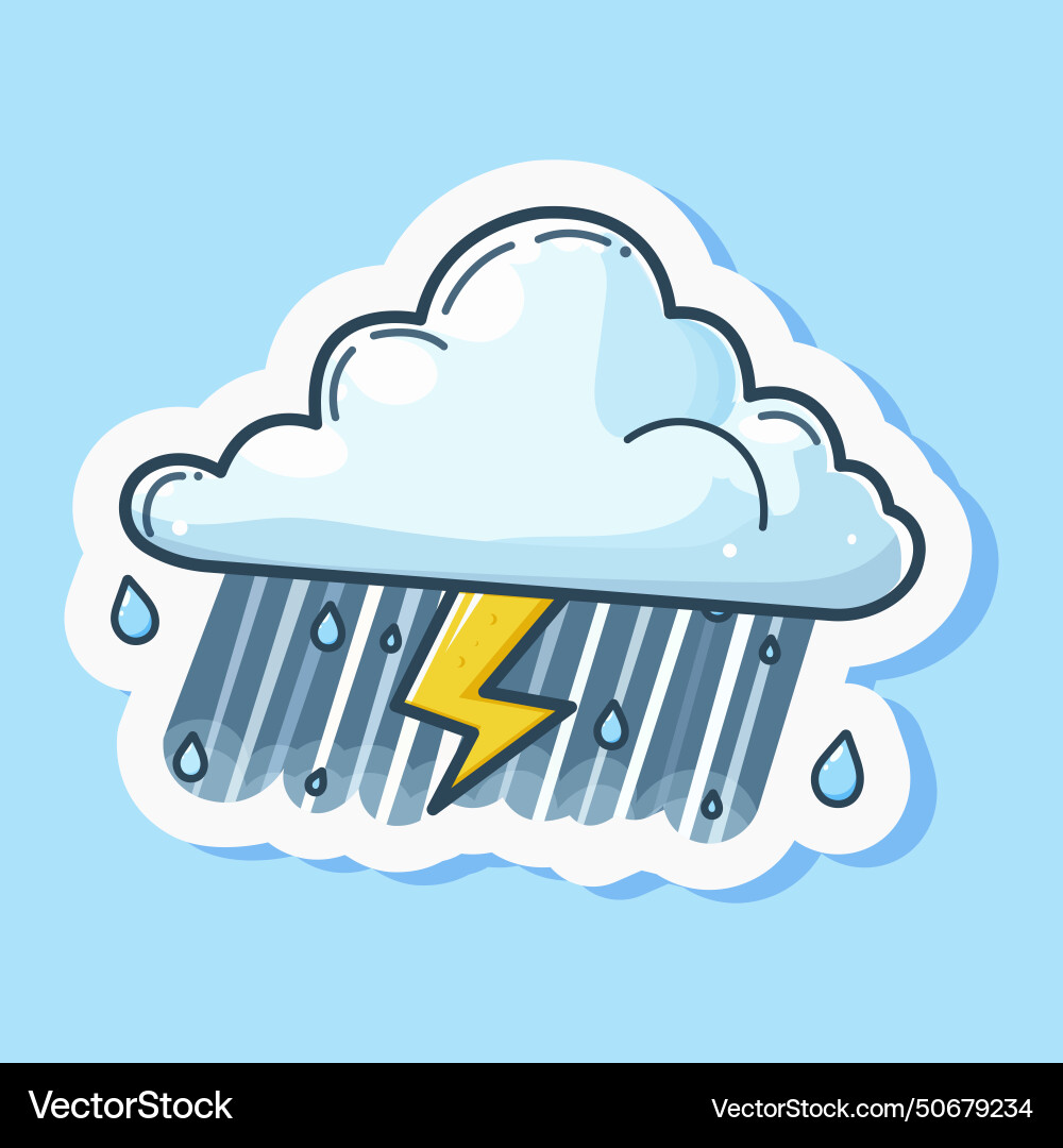 Thunder rain and lightning symbol storm cartoon Vector Image