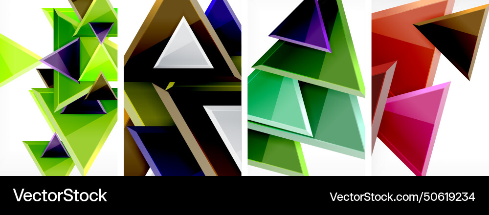 Triangle composition poster background set Vector Image
