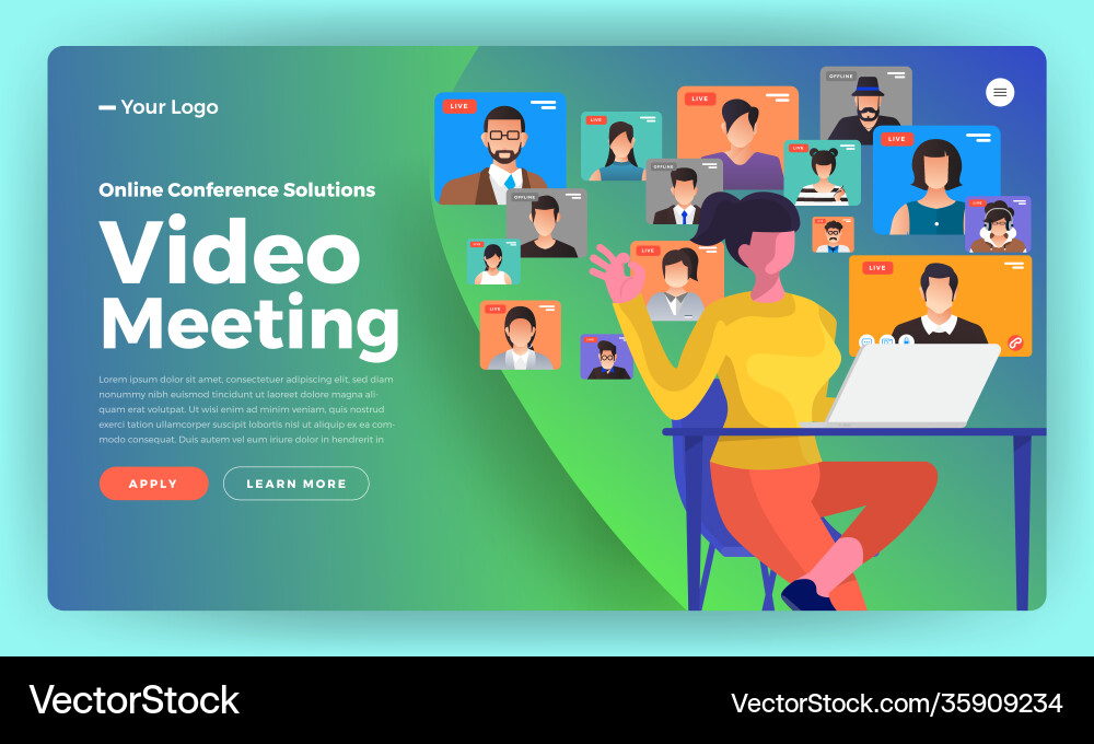 Video conference 12 Royalty Free Vector Image - VectorStock