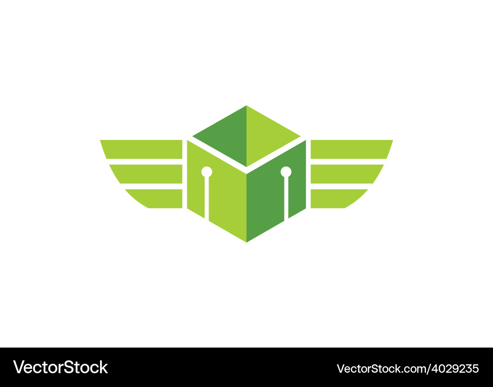 Abstract cube wing box logo Royalty Free Vector Image