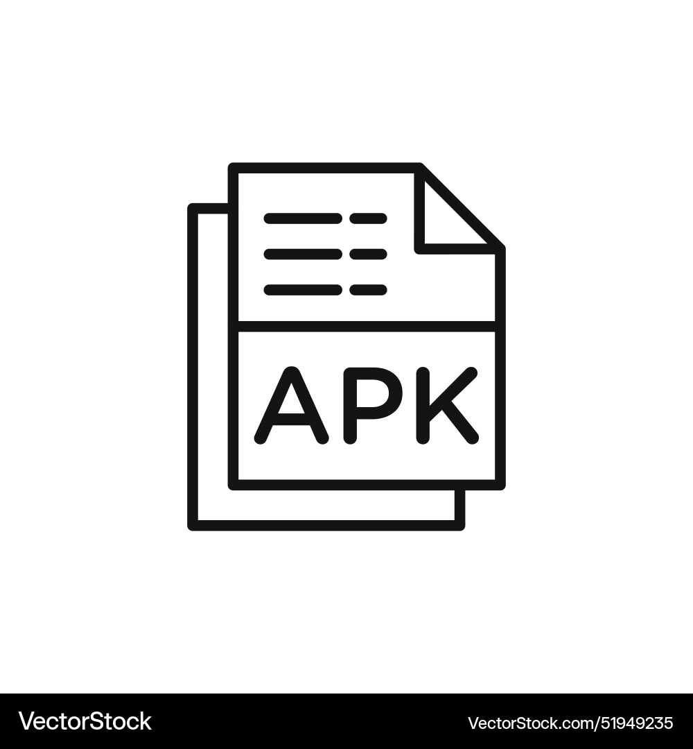 Apk file format logo sign outline Royalty Free Vector Image