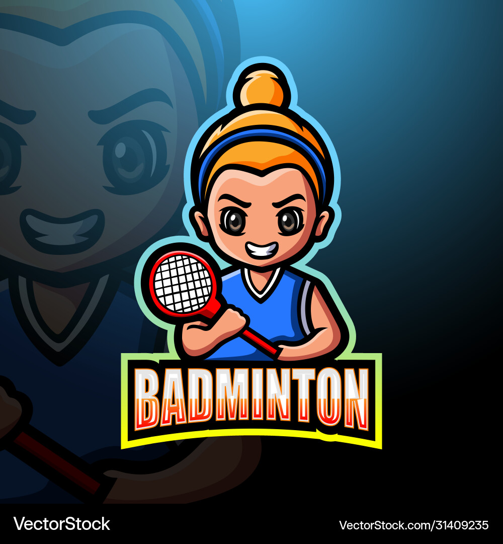 Badminton mascot esport logo design Royalty Free Vector