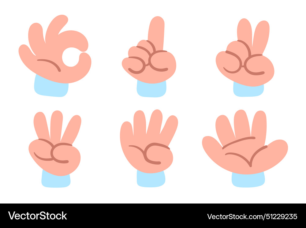 Collection of doodle hands showing numbers Vector Image