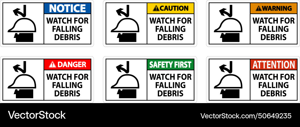 Danger sign watch for falling debris Royalty Free Vector