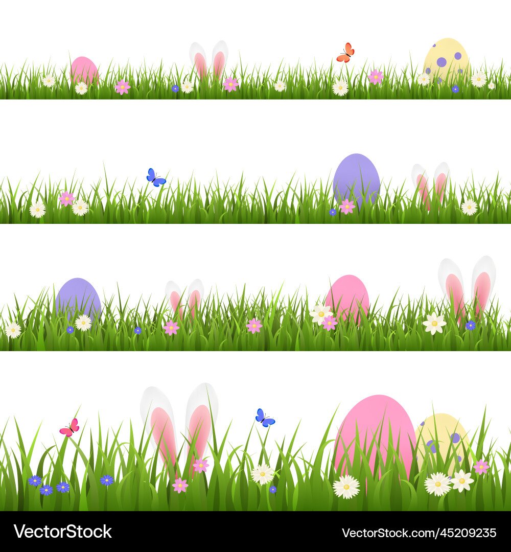 Easter Green Grass Borders Royalty Free Vector Image