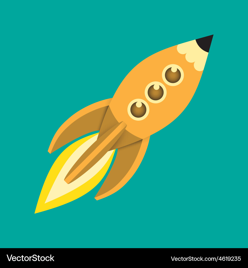 Flying rocket Royalty Free Vector Image - VectorStock