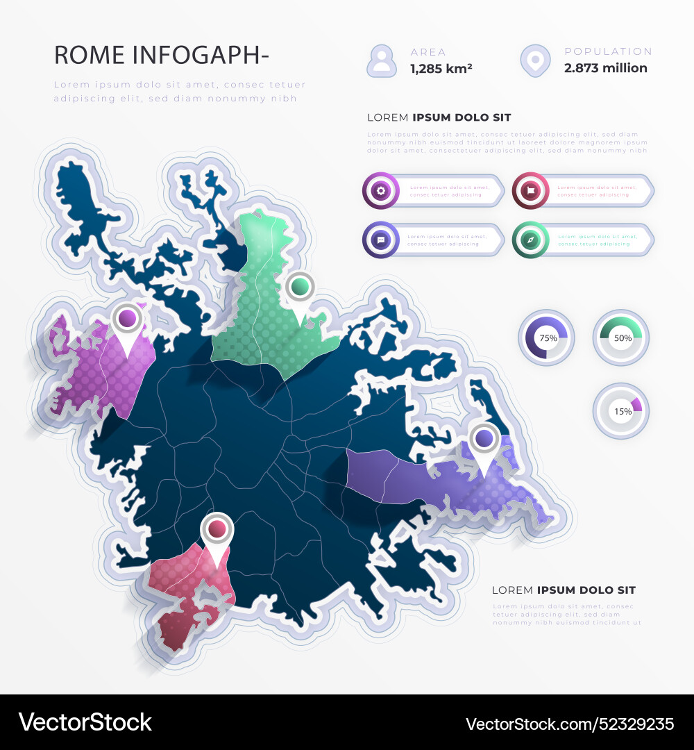 Gradient rome map infographics Royalty Free Vector Image