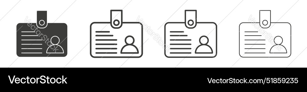 Id badge icon set security identity pass Vector Image