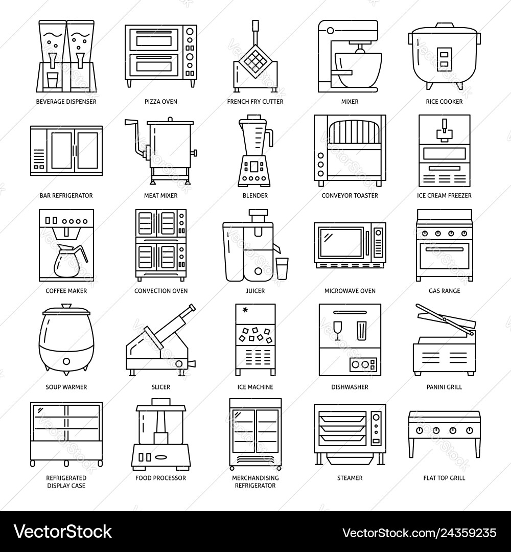 Professional Kitchen Equipment Icons Royalty Free Vector