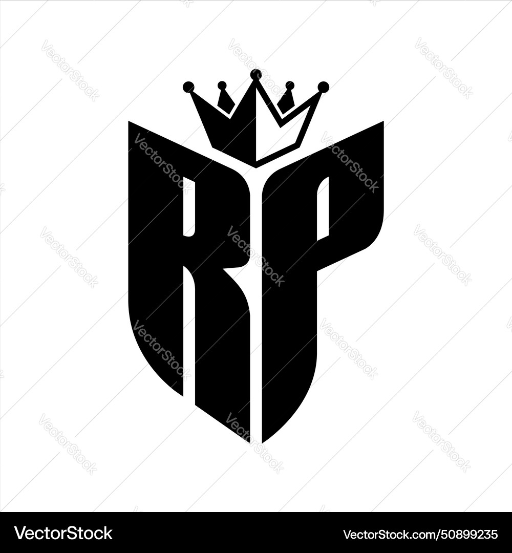 Rp letter monogram with shield shape crown Vector Image