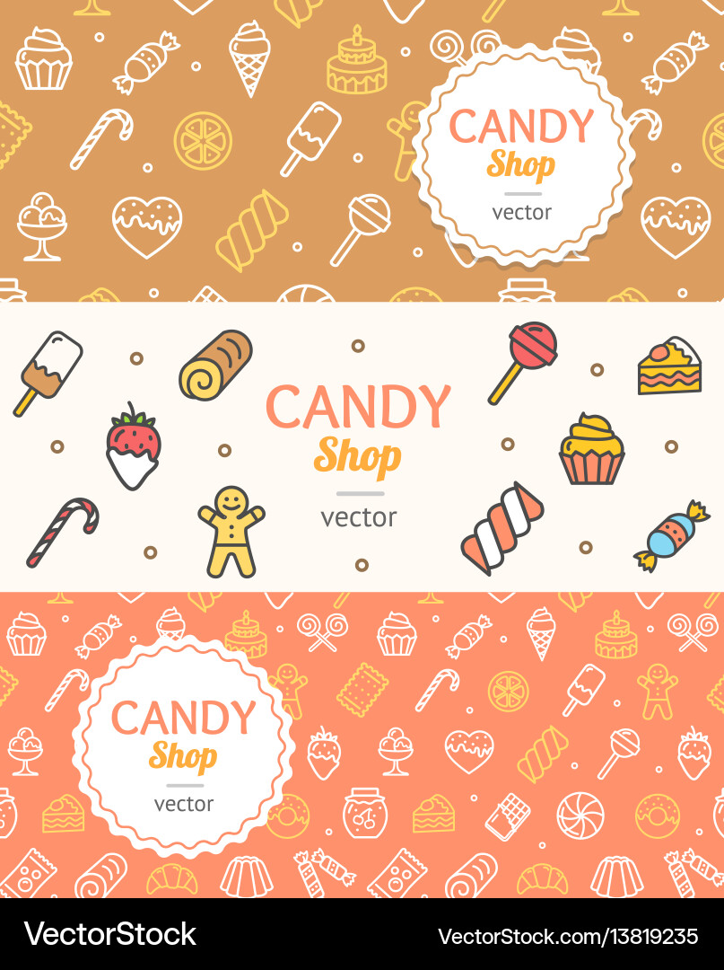 Sweets and bakery candy banner flyer horizontal Vector Image