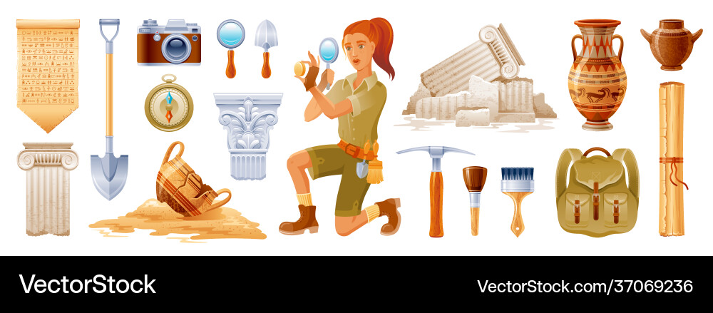 Archaeologist cartoon archeology ancient Vector Image