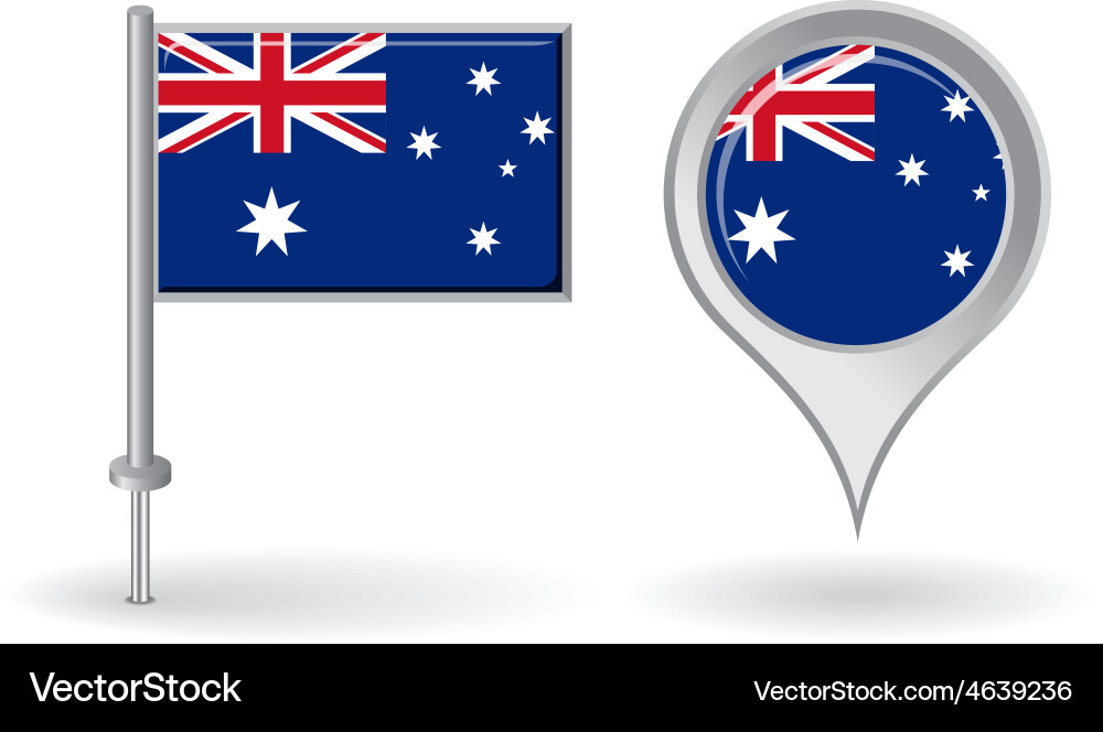 Australian pin icon and map pointer flag Vector Image