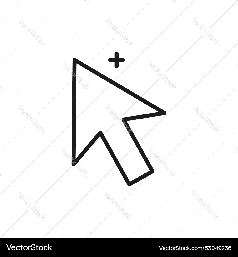 Cursor plus icon isolated on white background Vector Image