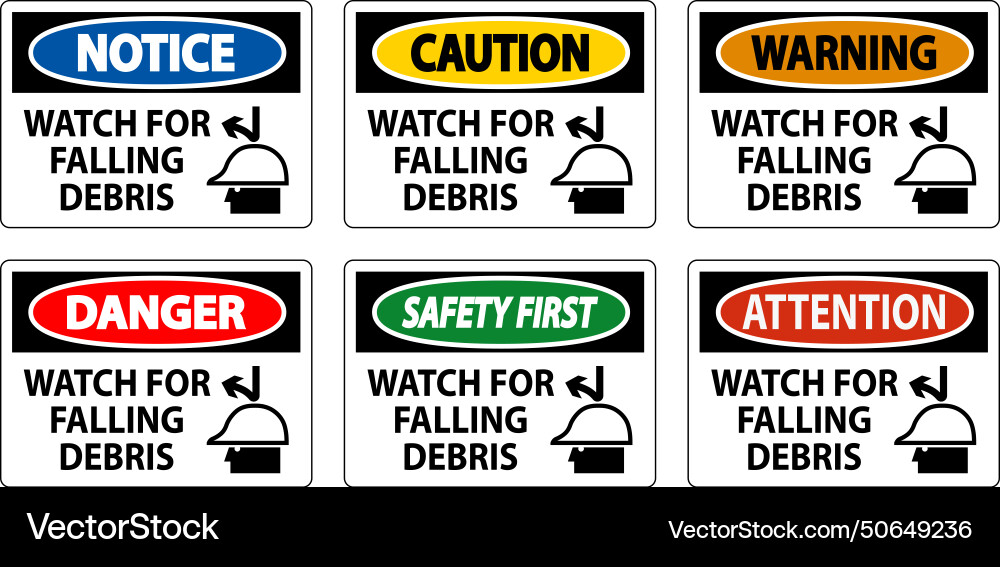 Danger sign watch for falling debris Royalty Free Vector
