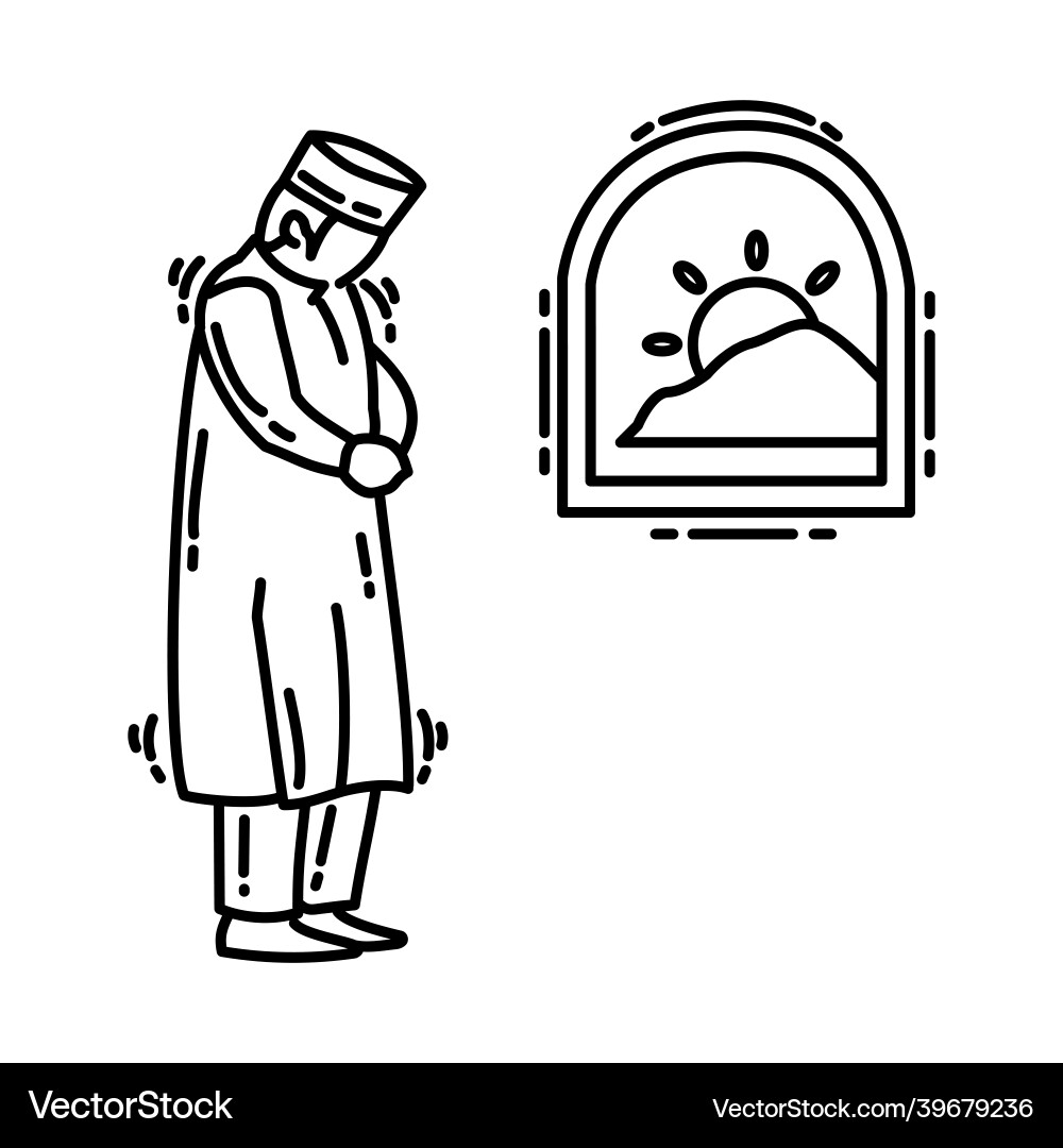 Fajr dawn prayer icon doodle hand drawn Royalty Free Vector