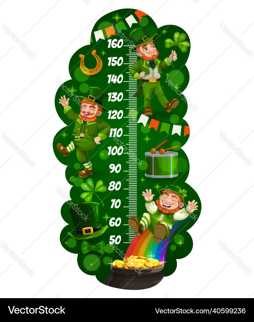 Kids height chart with cartoon funny leprechauns Vector Image