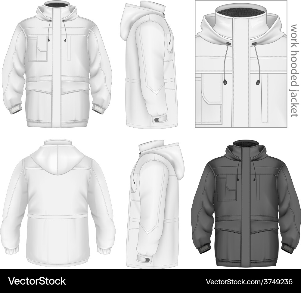 Men work hooded jacket Royalty Free Vector Image