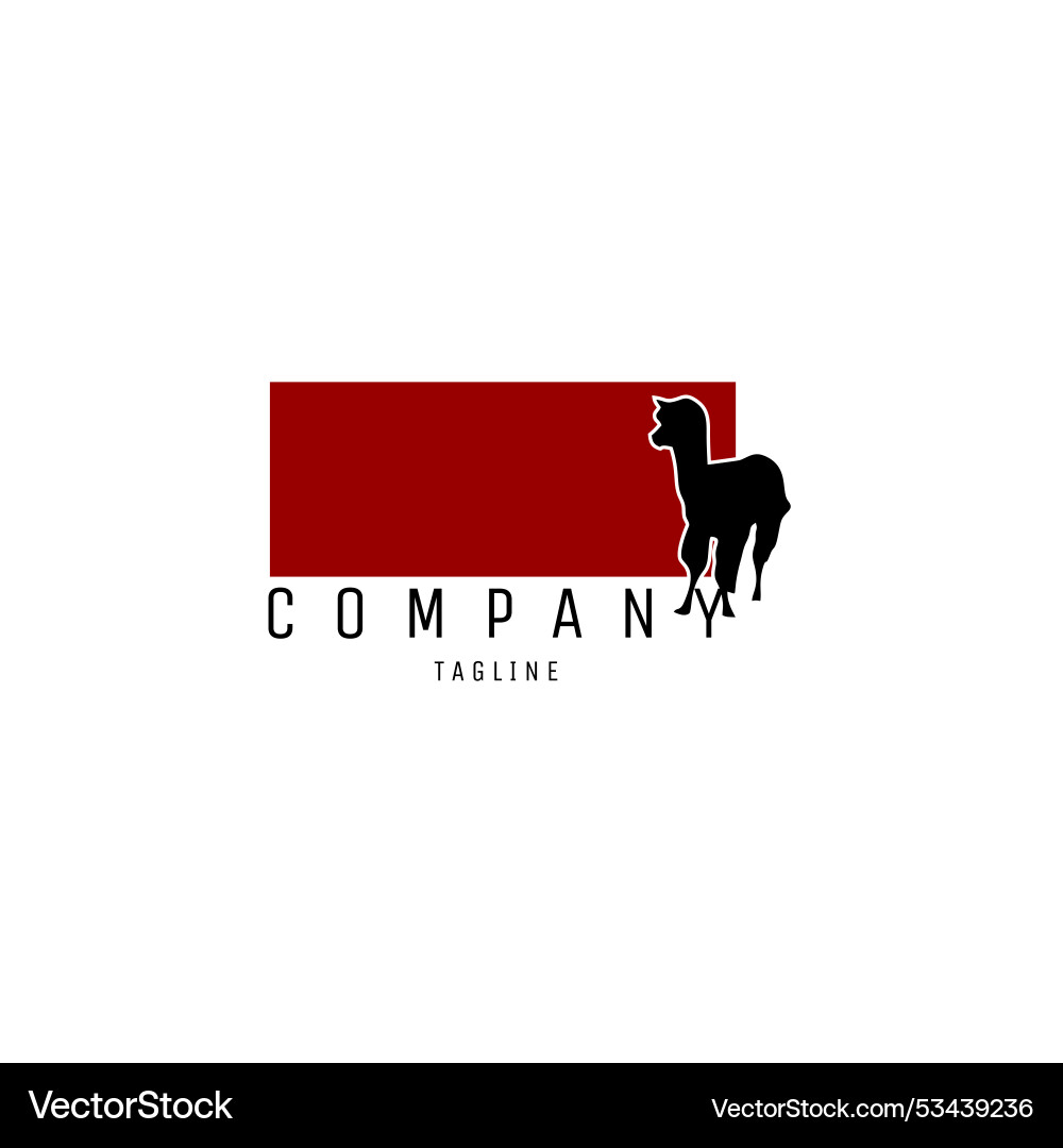 Monochrome alpaca silhouette logo isolated Vector Image