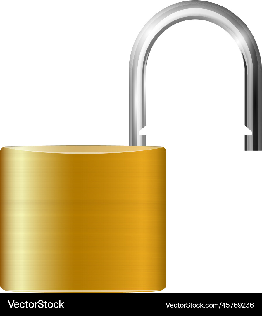 Open golden lock composition Royalty Free Vector Image