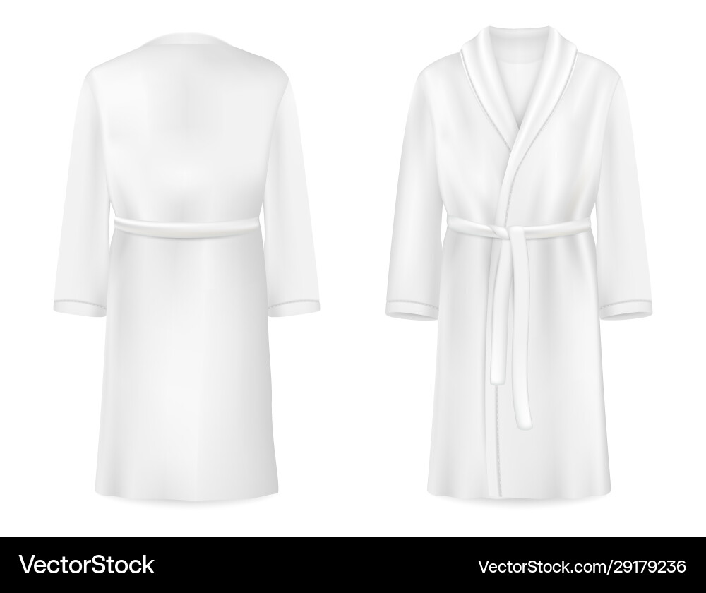Realistic white bathrobe mockup isolated Vector Image