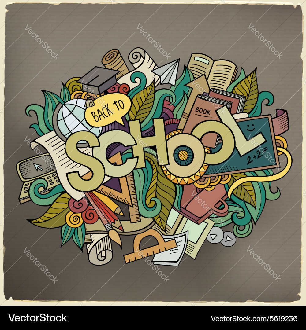 School hand lettering and doodles elements Vector Image