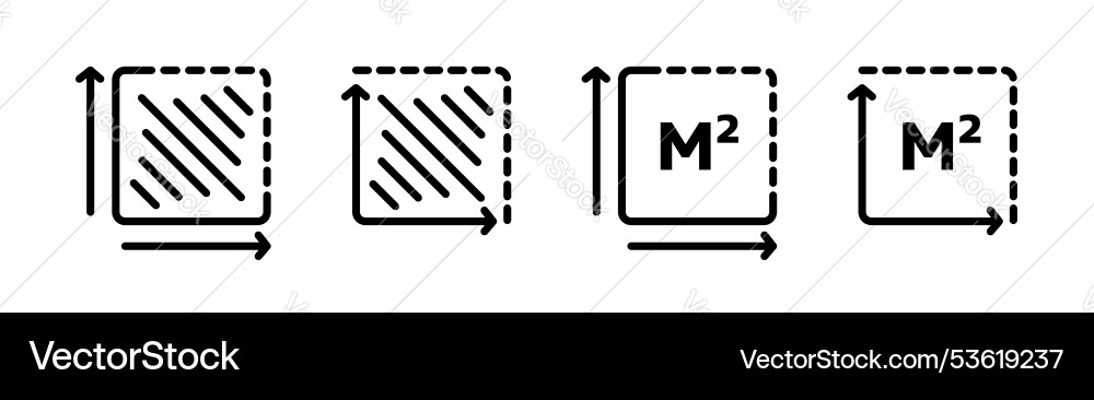 Area and dimension icon set square size space Vector Image