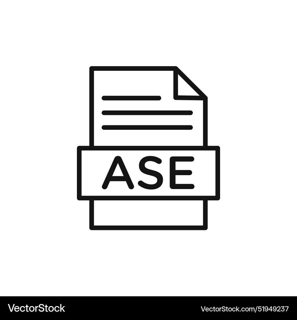 Ase file document logo sign outline Royalty Free Vector