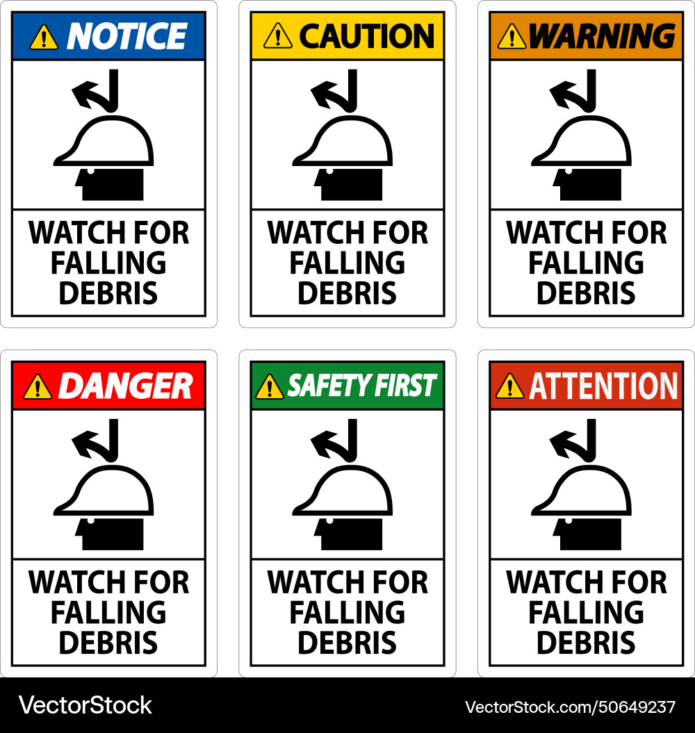 Danger sign watch for falling debris Royalty Free Vector