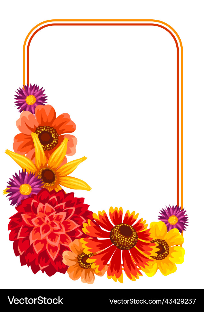 Decorative frame with autumn flowers beautiful Vector Image