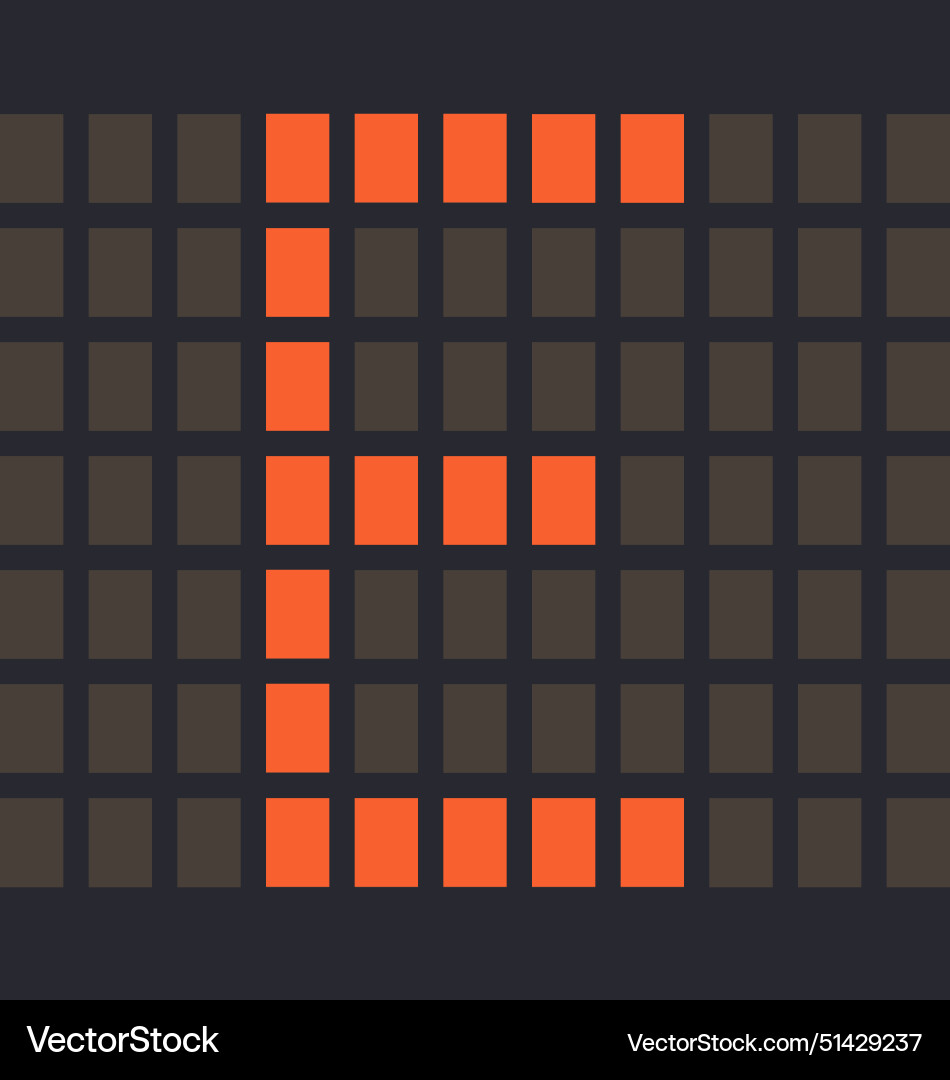 Digital letter e led orange color and a dark Vector Image