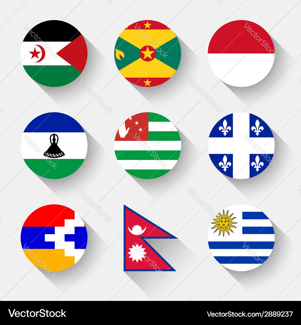 Flags of the world round buttons Royalty Free Vector Image