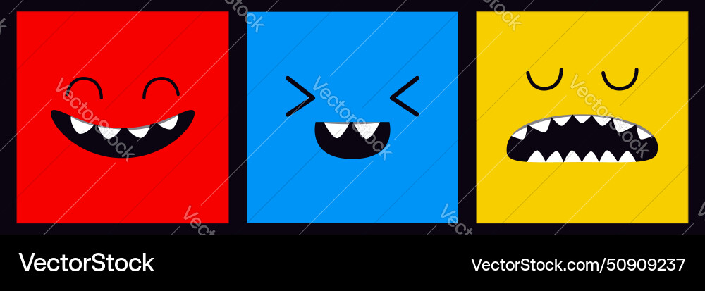 Happy halloween three square monsters cute Vector Image